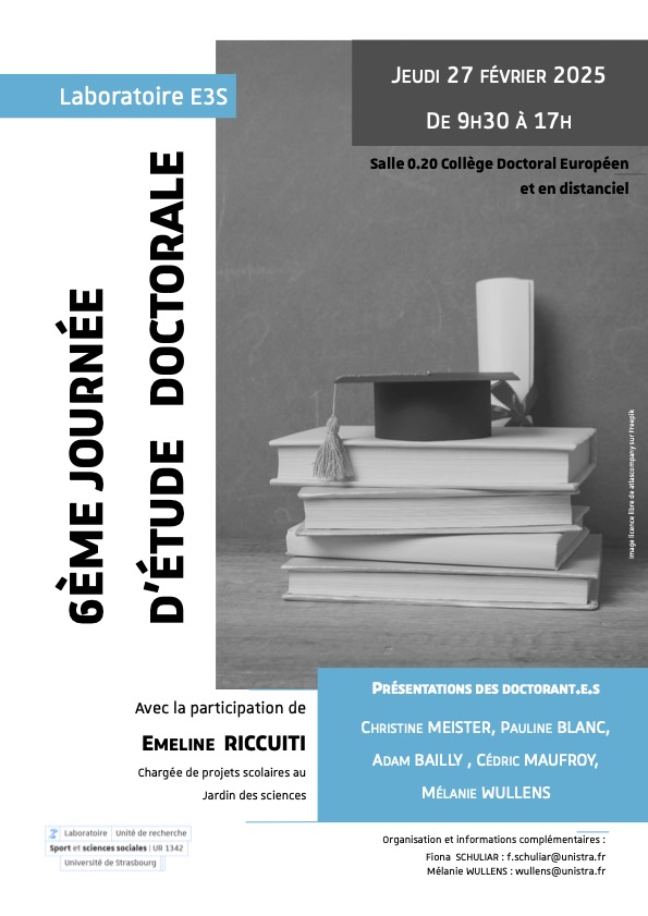 6ème Journée d'étude doctorale | Sport et sciences sociales | E3S | UR 1342